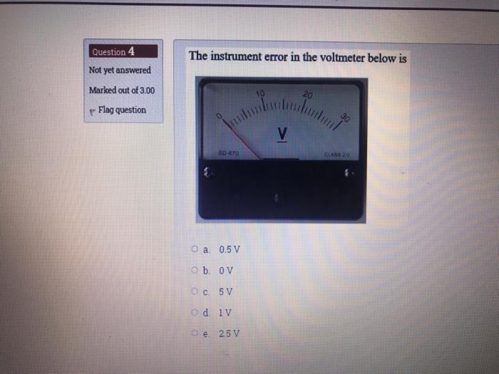 Solved Question 4 The instrument error in the voltmeter | Chegg.com