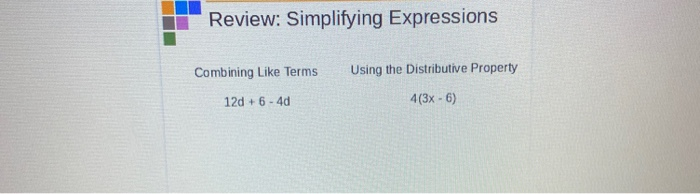 Solved Review: Simplifying Expressions Combining Like Terms | Chegg.com
