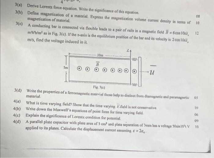 Solved 3 A Derive Lorentz Force Equation Write The