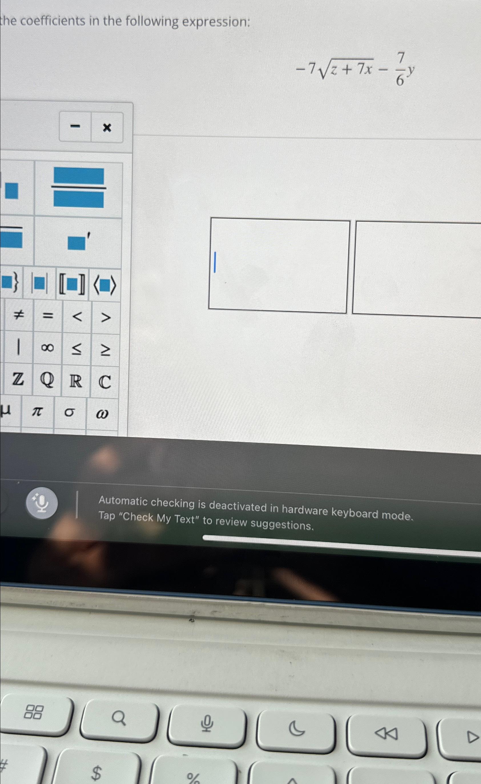 Solved the coefficients in the following | Chegg.com