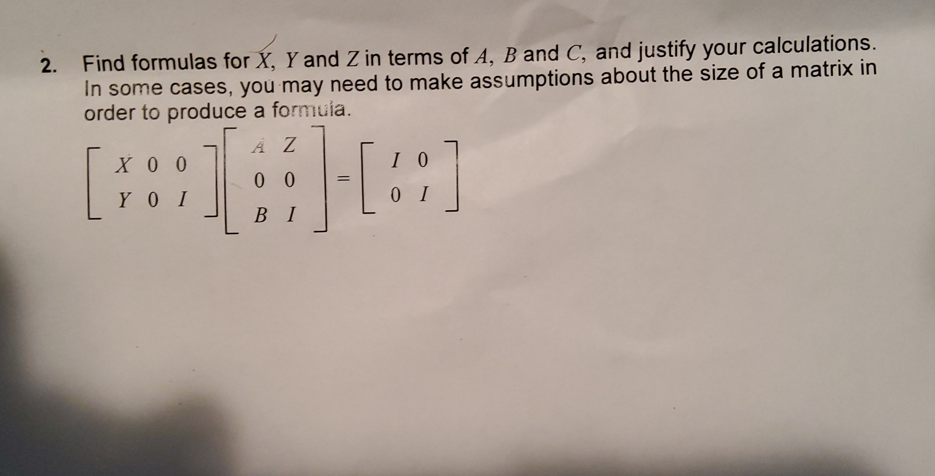 Solved Find formulas for x,Y ﻿and Z ﻿in terms of A,B ﻿and C, | Chegg.com
