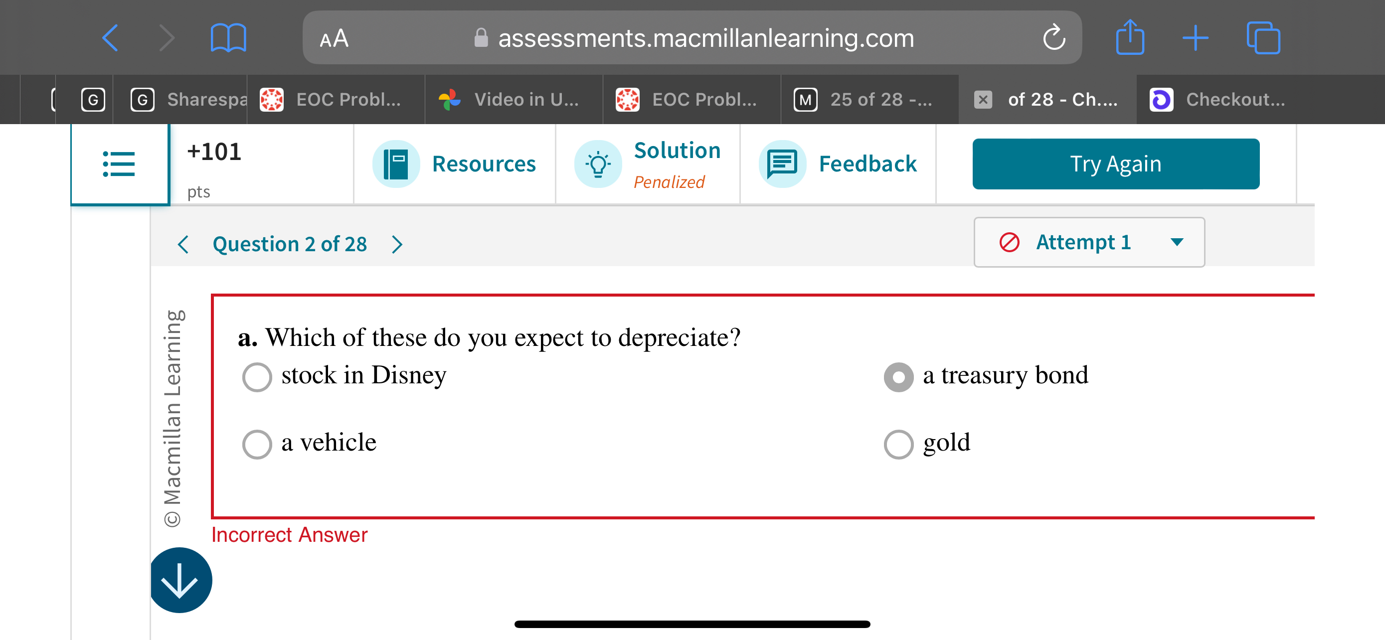 Solved AAassessments.macmillanlearning.comSharespaEOC | Chegg.com