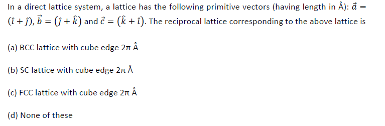 Solved In a direct lattice system, a lattice has the | Chegg.com