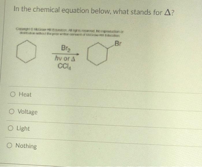 Solved In the chemical equation below, what stands for hv? | Chegg.com