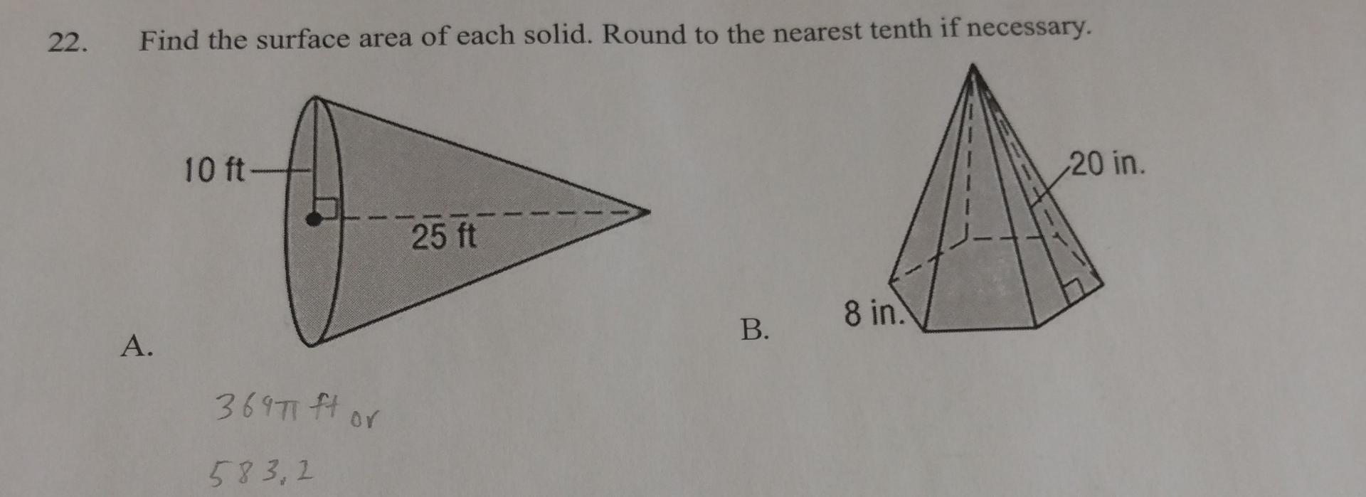 Solved Find the surface area of each solid. Round to the | Chegg.com