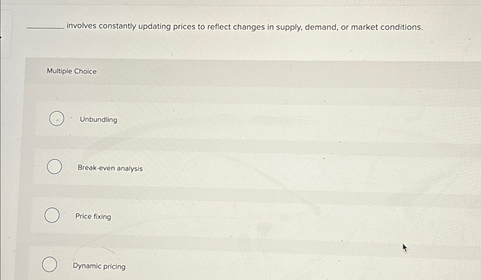 Solved involves constantly updating prices to reflect | Chegg.com