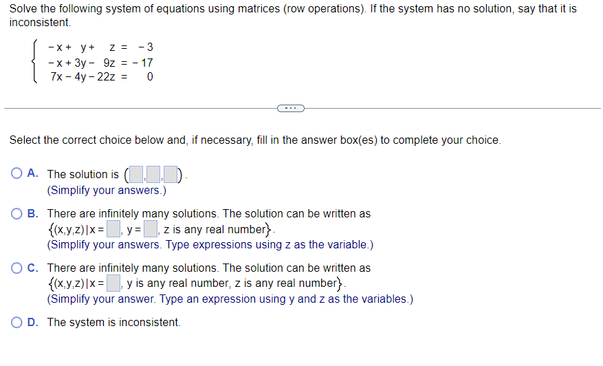 Solved Solve The Following System Of Equations Using