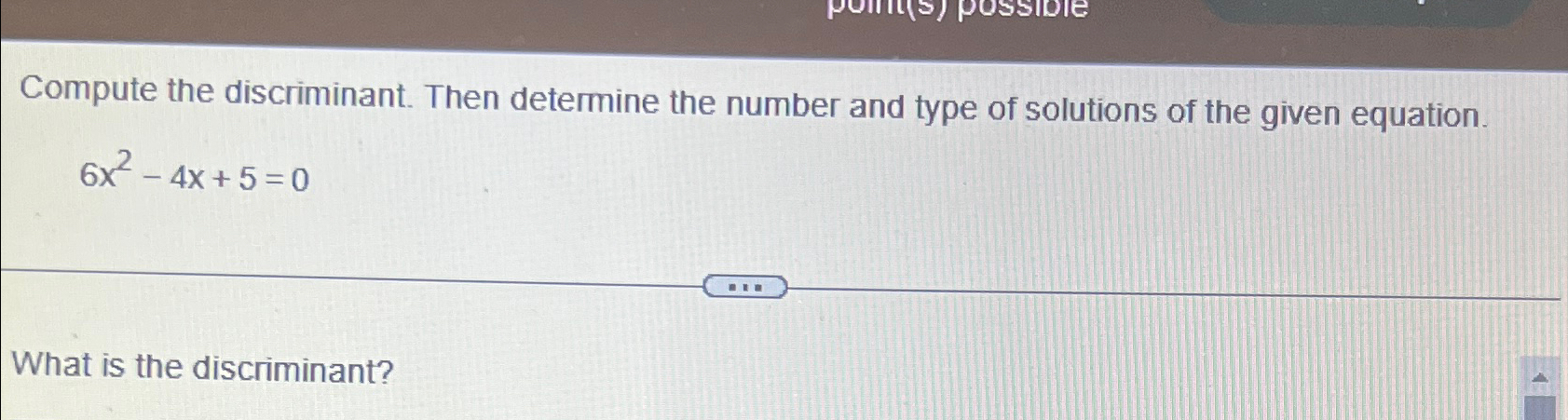 Solved Compute the discriminant. Then determine the number | Chegg.com