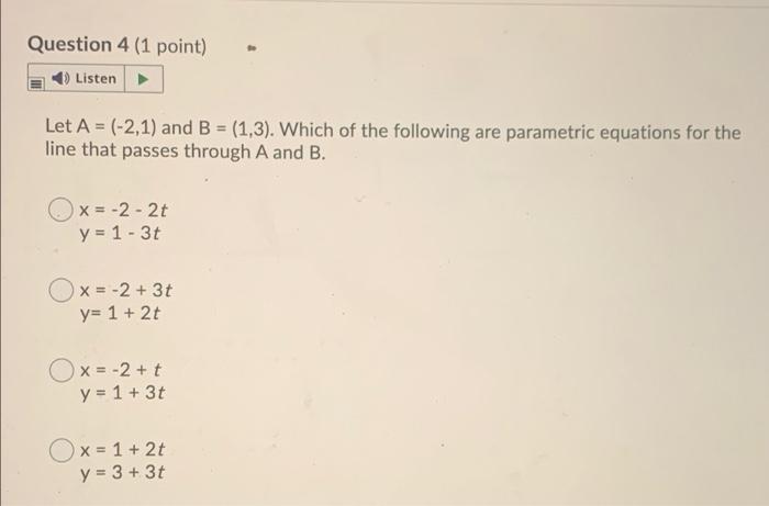 Solved Question 2 (1 point) Listen Solve the following | Chegg.com