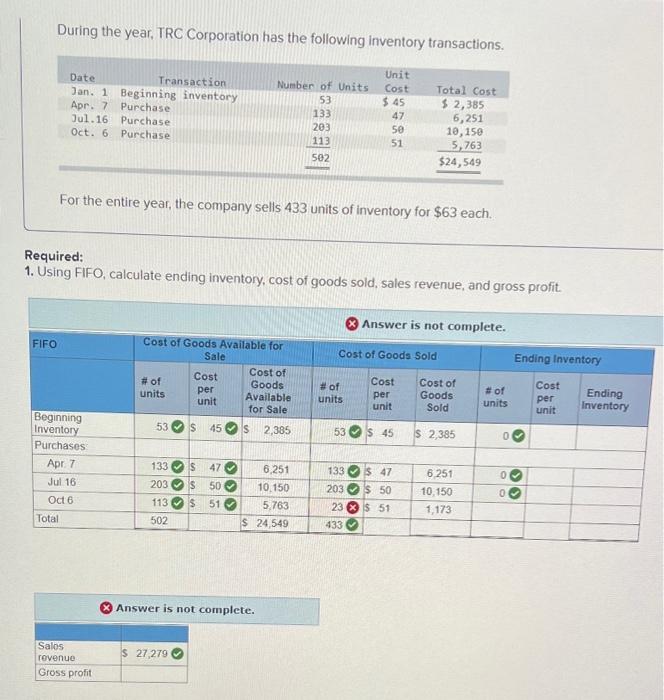 Solved During the year, TRC Corporation has the following | Chegg.com