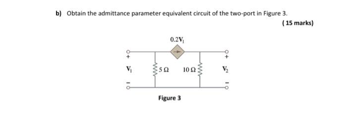 Solved b) Obtain the admittance parameter equivalent circuit | Chegg.com