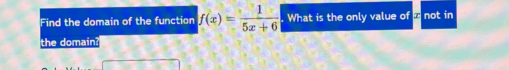 Solved Find the domain of the function f(x)=15x+6. ﻿What is | Chegg.com