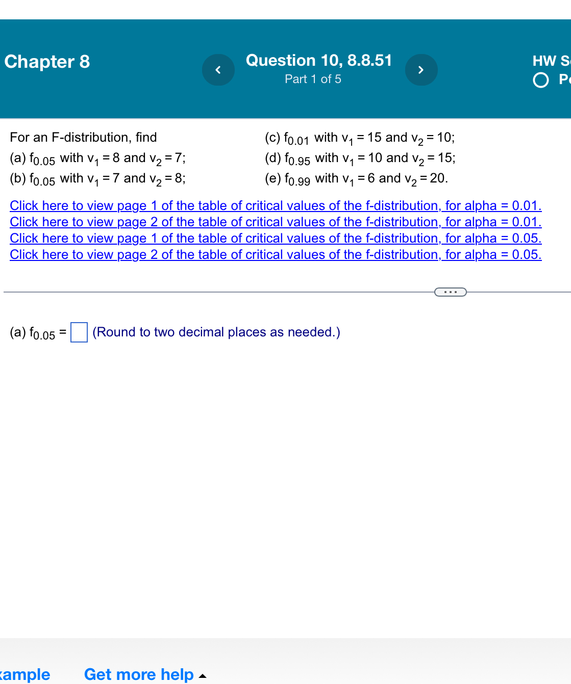 Solved Chapter 8Question 10, 8.8.51HW SPart 1 ﻿of 5For an | Chegg.com