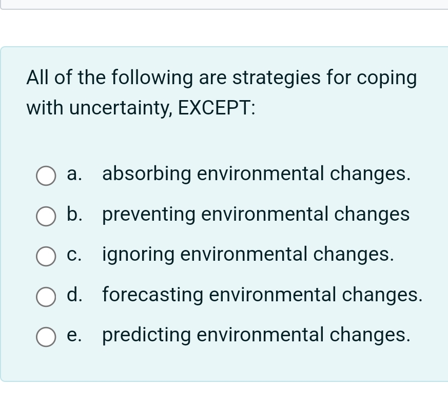 Solved All of the following are strategies for coping with | Chegg.com