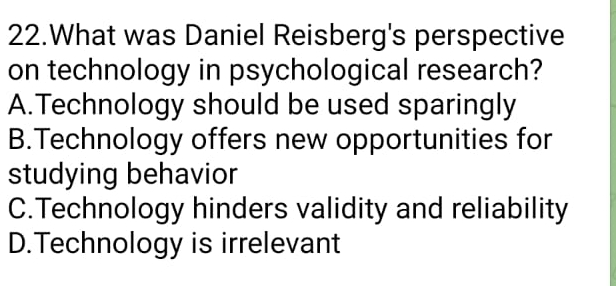 Solved 22.What was Daniel Reisberg's perspective on | Chegg.com