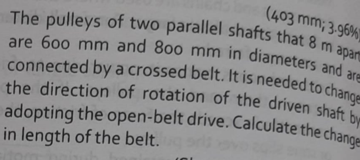 Solved The pulleys of two parallel shafts that 8m ﻿aparare | Chegg.com