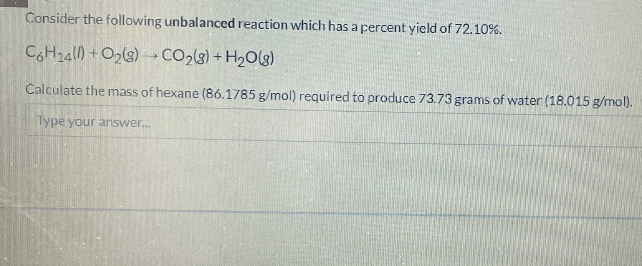 Solved Consider the following unbalanced reaction which has | Chegg.com