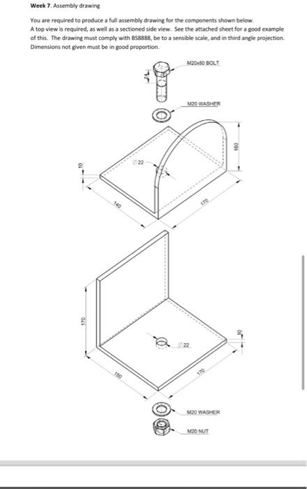 Solved could you please do an assembly drawing with proper | Chegg.com