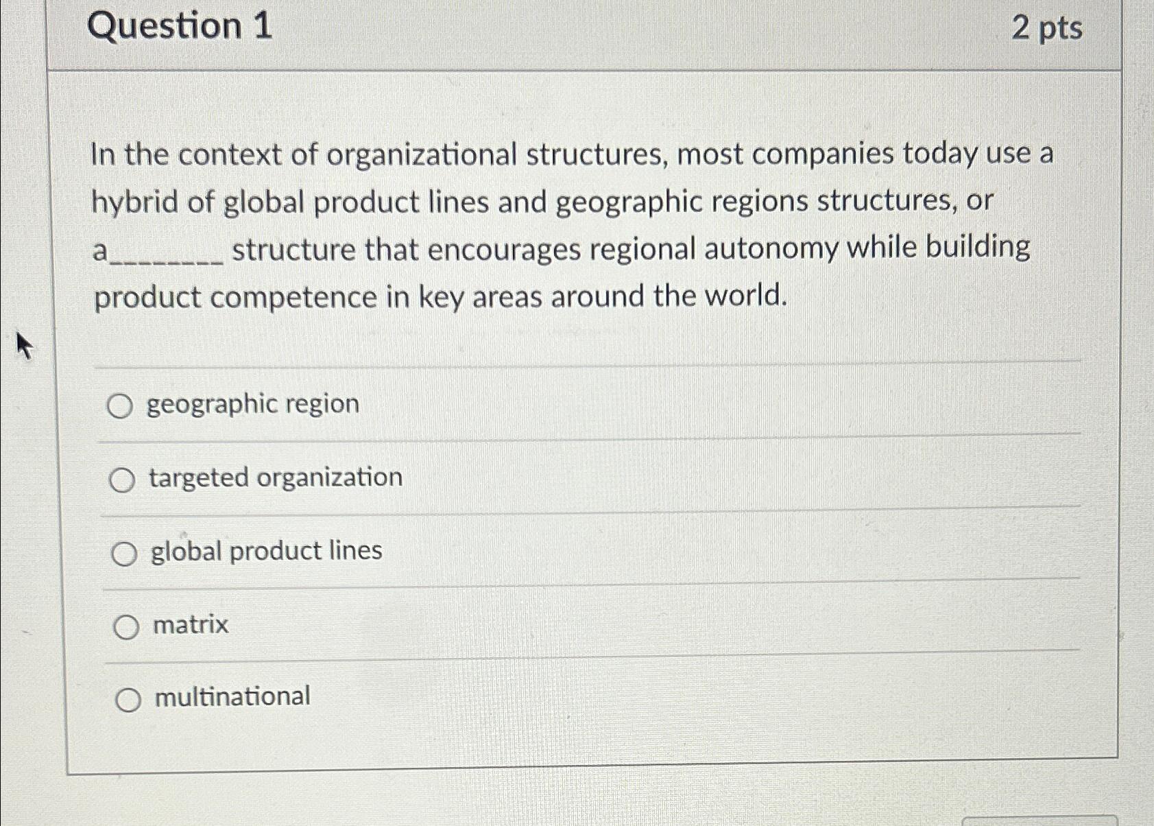 Solved Question 12 ﻿ptsIn the context of organizational | Chegg.com