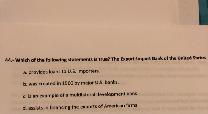 Solved 44.- Which of the following statements is true? The | Chegg.com