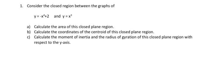 Solved 1. Consider the closed region between the graphs of | Chegg.com
