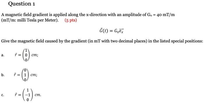Solved A magnetic field gradient is applied along the | Chegg.com