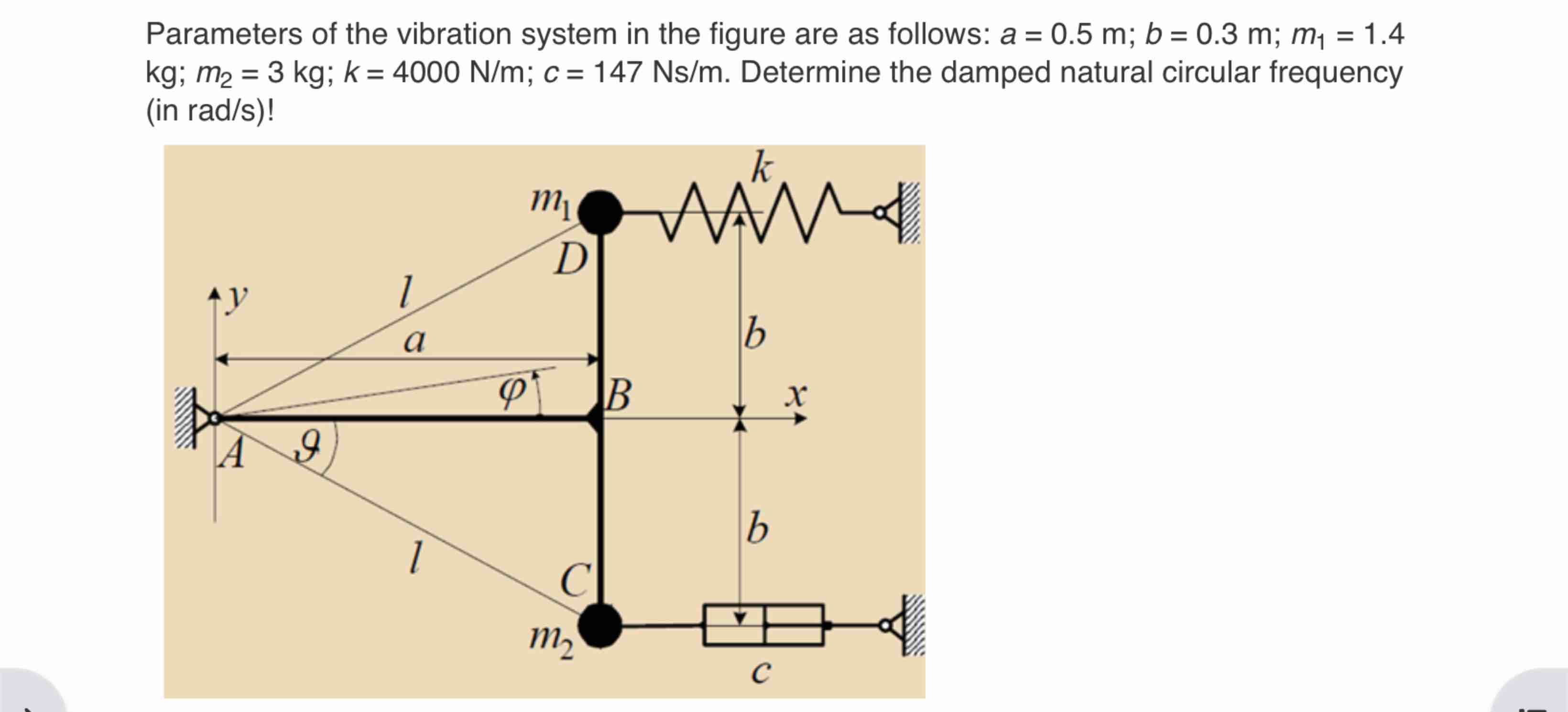Solved Parameters of ﻿the vibration system in ﻿the figure | Chegg.com