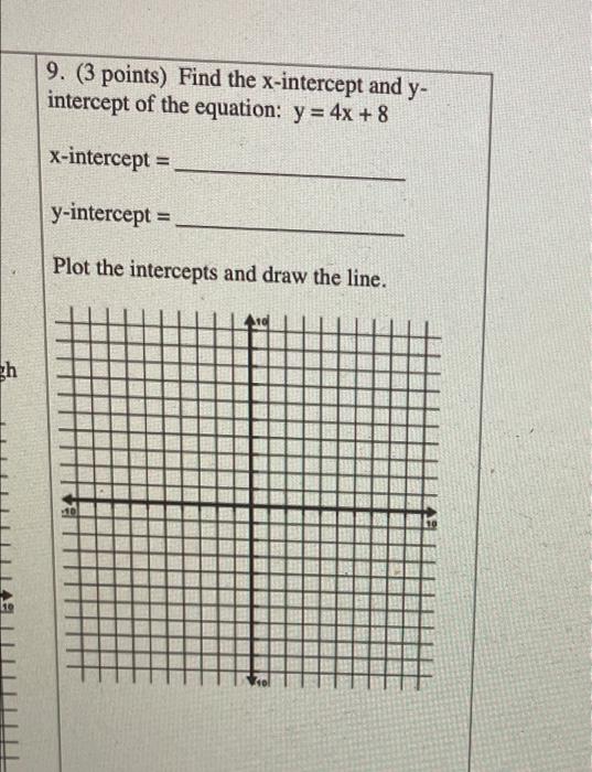 Solved 9. ( 3 points) Find the x-intercept and y intercept | Chegg.com