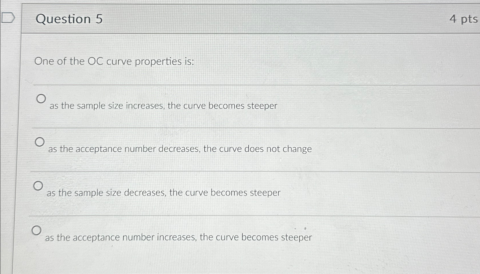 Solved Question 54 ﻿ptsOne of the OC curve properties is:as | Chegg.com