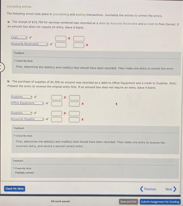 Solved Correcting entries The following errors took place in | Chegg.com
