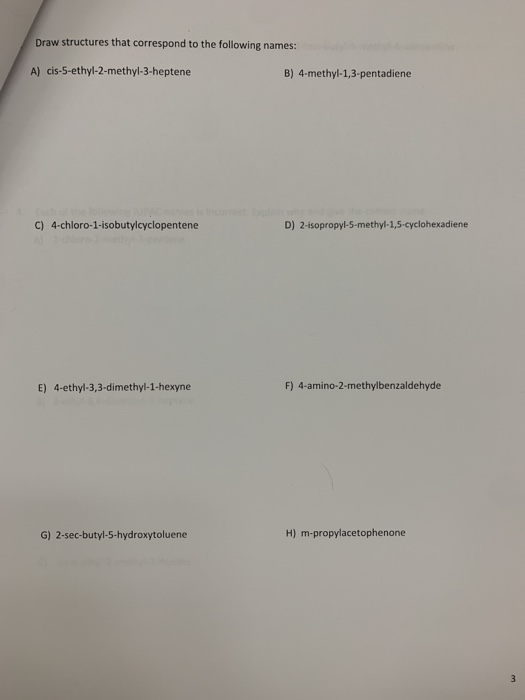 Solved Draw structures that correspond to the following | Chegg.com