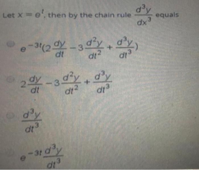 Solved Let x = e' then by the chain rule equals 3 dx TER 31 | Chegg.com