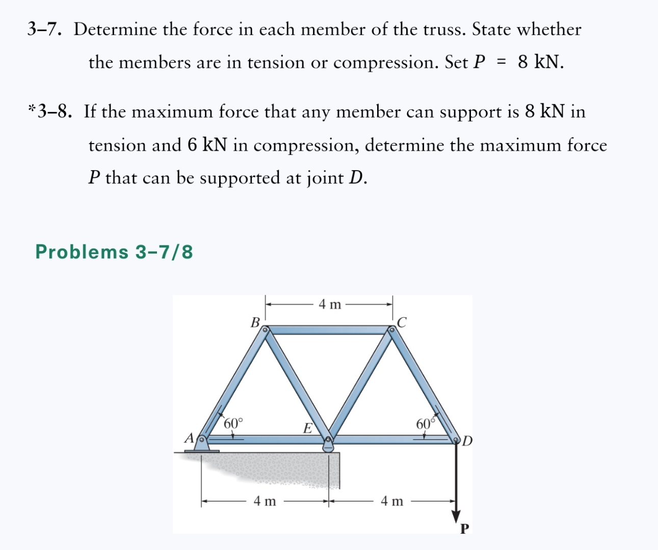 Solved 3-7. ﻿Determine the force in each member of the | Chegg.com