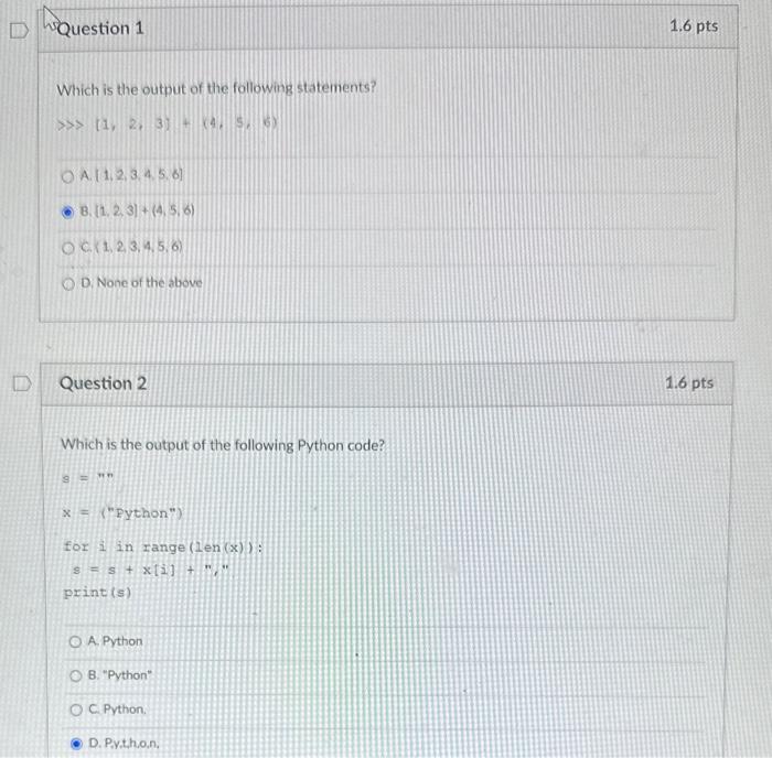 Solved Which is the output of the following statements? | Chegg.com