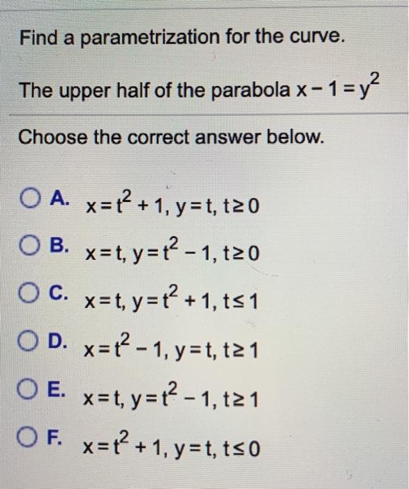 Solved Find a parametrization for the curve. The upper half | Chegg.com