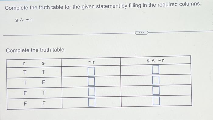 Solved Complete the truth table for the given statement by | Chegg.com