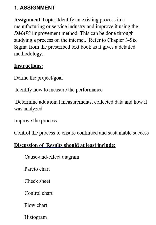 1. ASSIGNMENT Assignment Topic: Identify an existing | Chegg.com