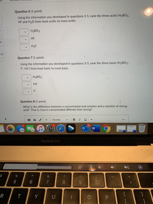 Solved Question 6 (1 point) Using the information you | Chegg.com