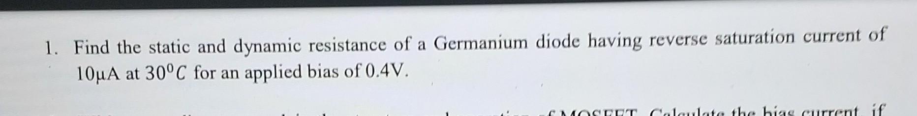 Solved 1. Find the static and dynamic resistance of a | Chegg.com
