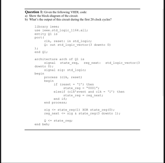 Solved Question 1: Given the following VHDL code:a) Show | Chegg.com Solved Question 1: Given the following VHDL code:a) Show | Chegg.com