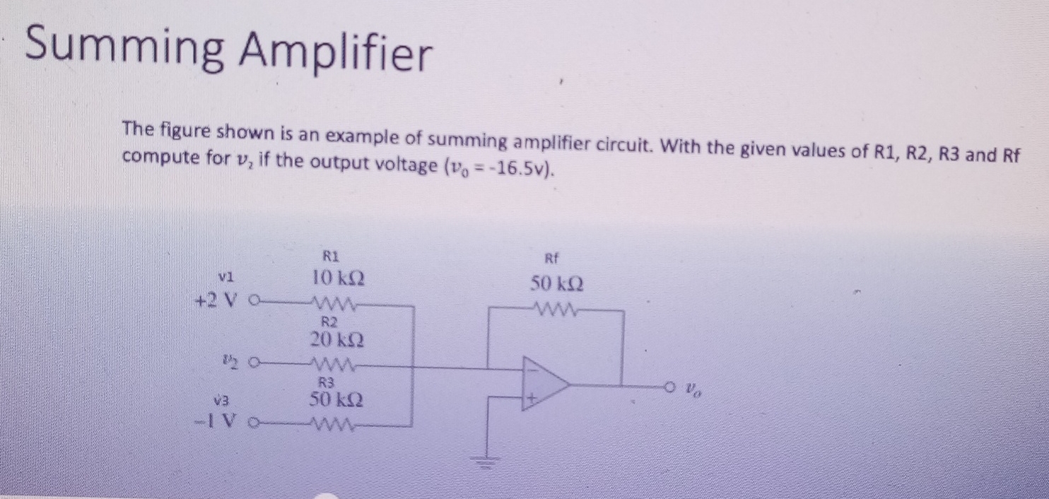 Solved Summing Amplifier. Draw and implement the given | Chegg.com
