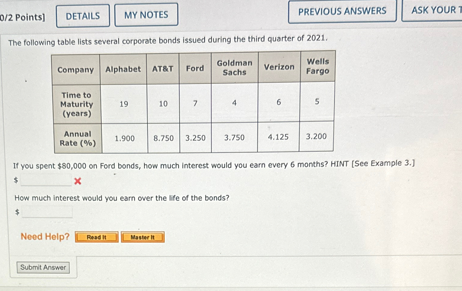 Solved 02 ﻿Points]The following table lists several | Chegg.com