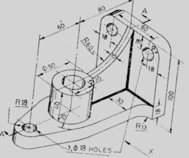 Solved draw in third angle projection | Chegg.com