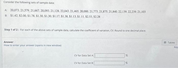 Solved Consider the following sets of sample data: A: | Chegg.com