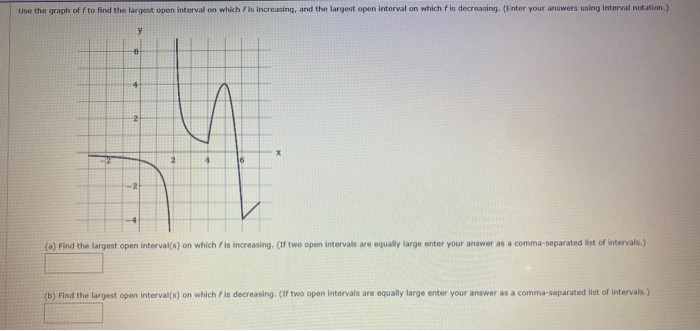 Solved Use the graph off to find the largest open interval | Chegg.com