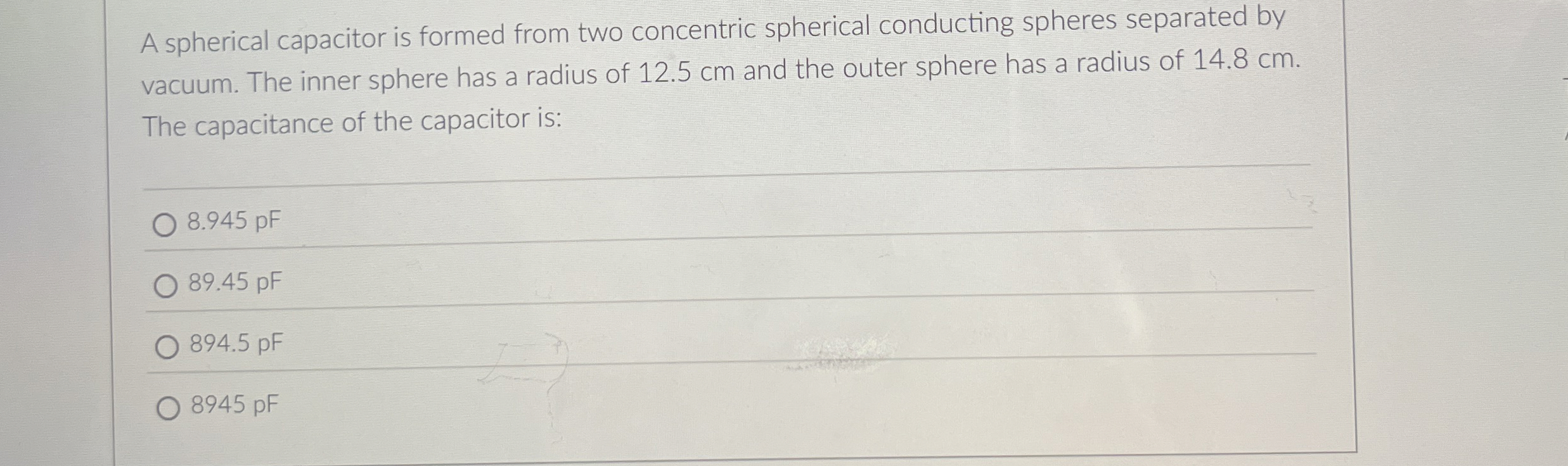 Solved A spherical capacitor is formed from two concentric | Chegg.com
