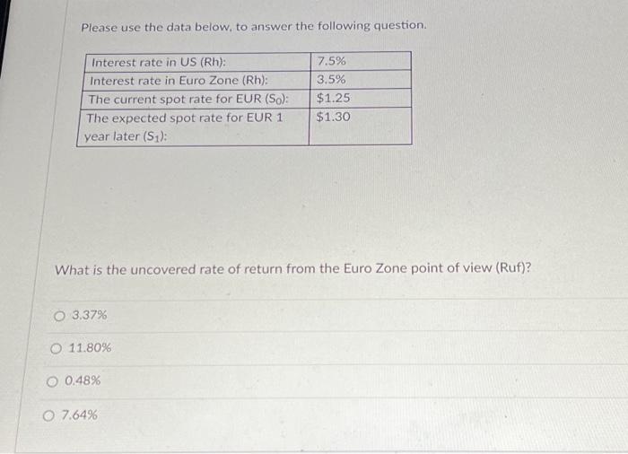 Solved Please use the data below, to answer the following | Chegg.com