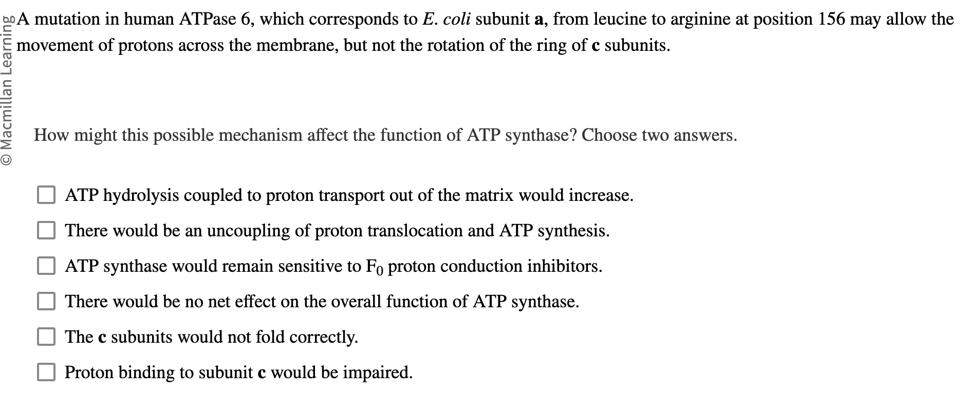Solved ext mutation in human ATPase 6, ﻿which corresponds to | Chegg.com