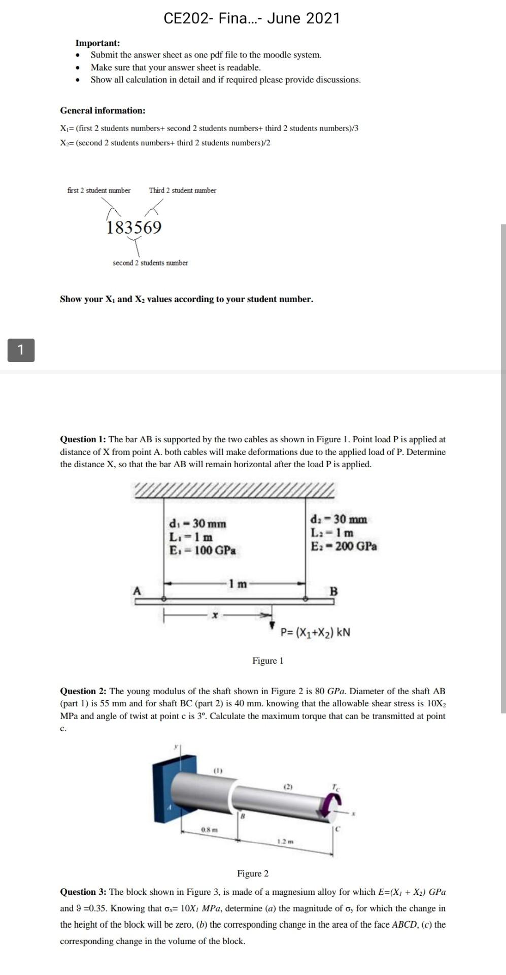 Solved CE202- Fina...- June 2021 Important: Submit the | Chegg.com