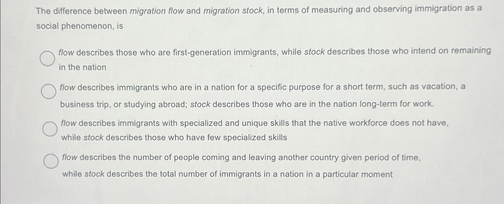 Solved The difference between migration flow and migration | Chegg.com